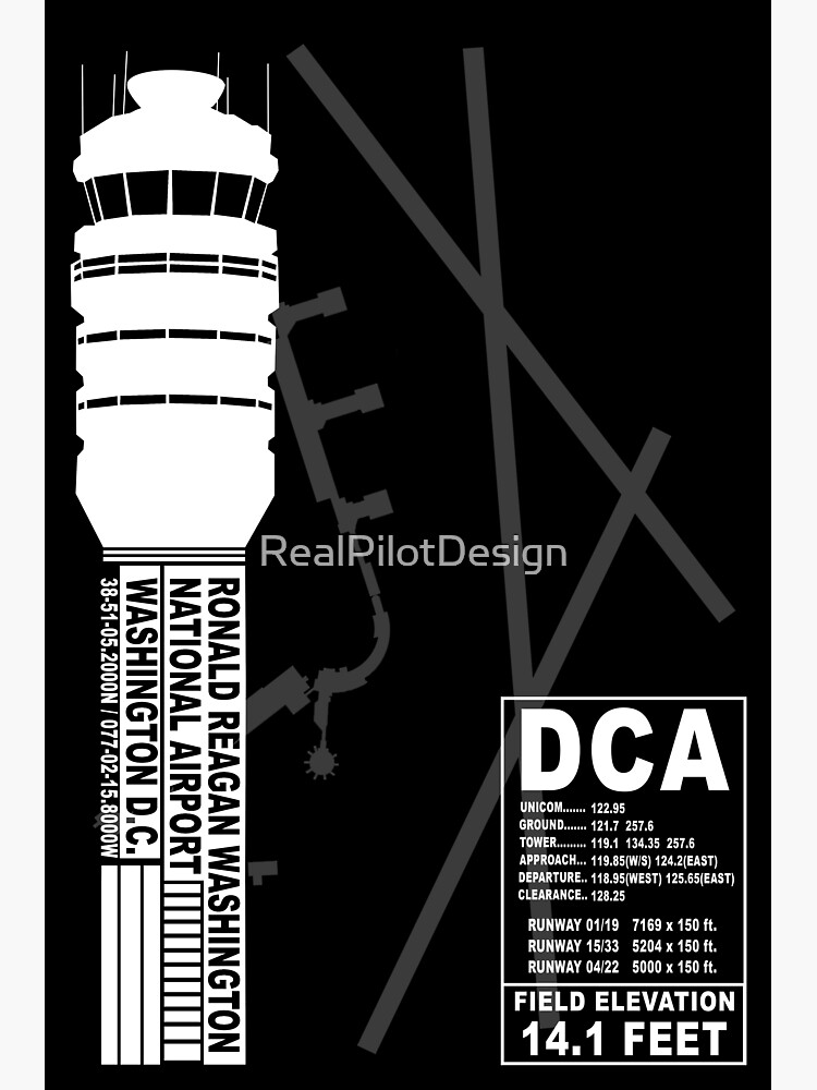 "DCA Ronald Reagan Washington National Airport ATC Tower Art" Poster ...