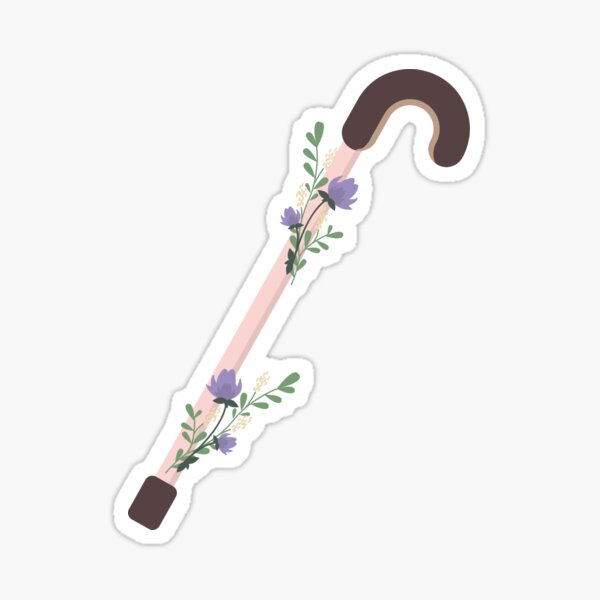 "Pink Cane with Flowers" Sticker by craft-witch | Redbubble