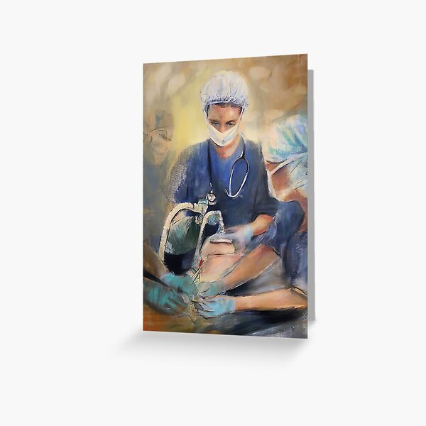 "Anesthesiologist anesthesia art gift nurse poster" Greeting Card for ...
