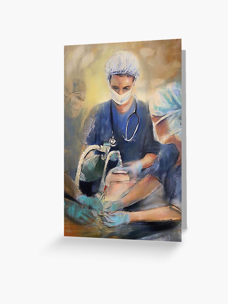 "Anesthesiologist anesthesia art gift nurse poster" Greeting Card for ...