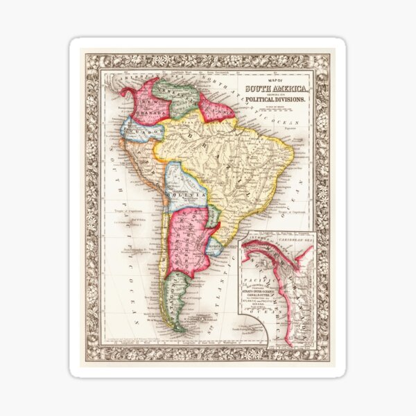 "Map of South America" Sticker for Sale by jmed70 | Redbubble