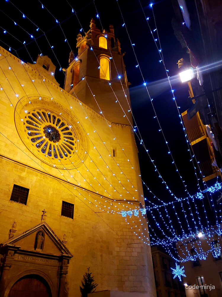 "Reus Sant Pere at Night" Sticker for Sale by code-ninja | Redbubble