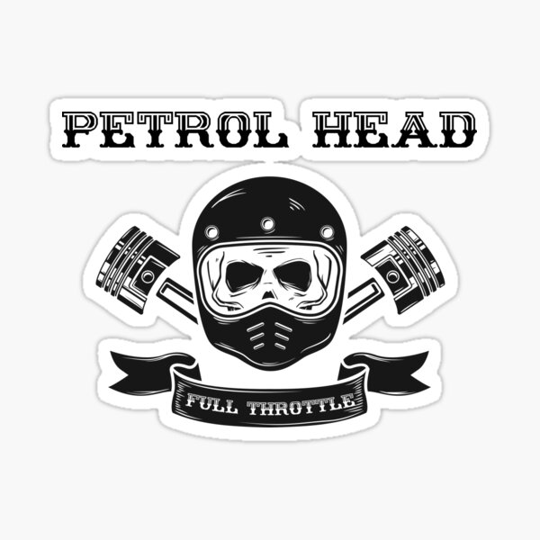 "Petrol Head Piston Skull Full Throttle" Sticker for Sale by Teewana ...