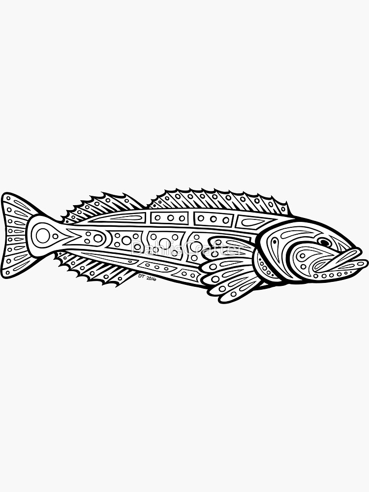 "Native Inspired Ling Cod" Sticker for Sale by DahlisCrafter | Redbubble