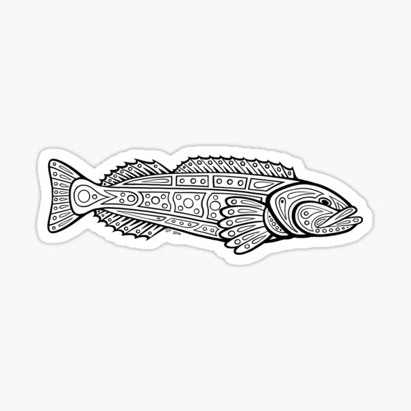 "Native Inspired Ling Cod" Sticker for Sale by DahlisCrafter | Redbubble