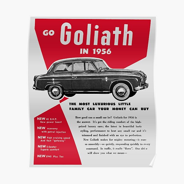 "GOLIATH CARS - ADVERT" Poster by ThrowbackMotors | Redbubble