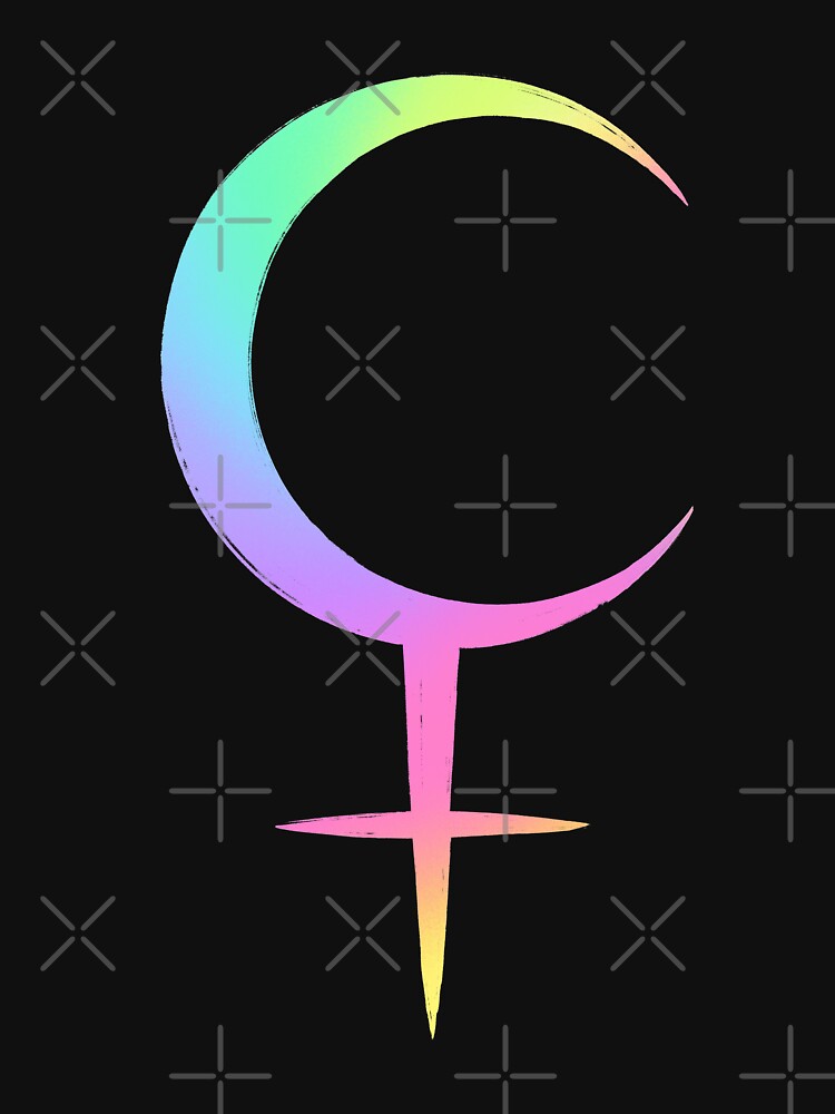 "Lilith moon symbol holographic rainbow colors" T-shirt for Sale by ...