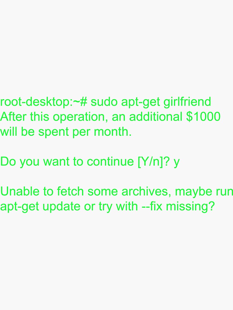 "Programmer cannot get a girlfriend" Sticker for Sale by TestThisOut3 ...