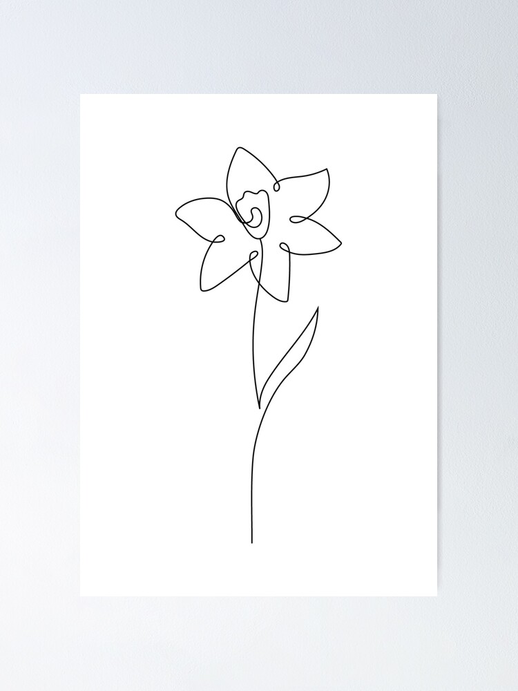 "Birthflower, December, Narcissus Flower, one line, contour, drawing ...