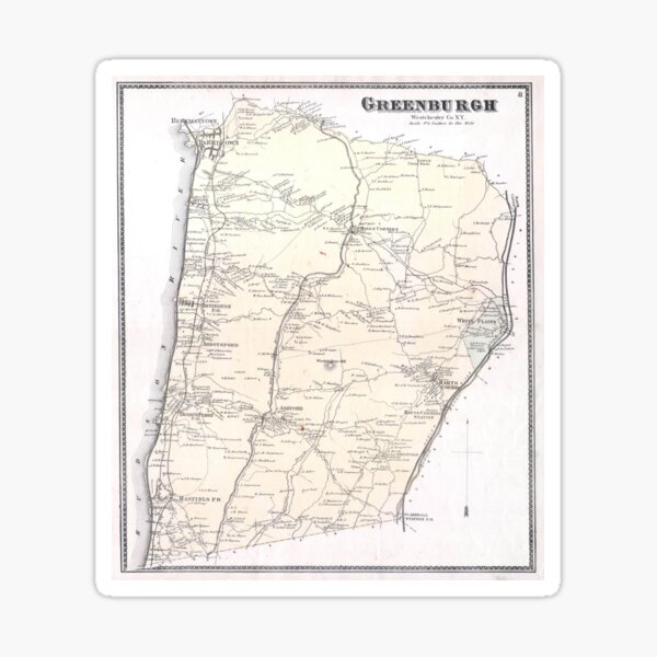 "Vintage Greenburgh and Westchester NY Map (1867)" Sticker for Sale by ...
