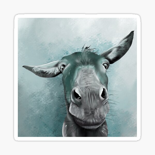 "Happy Donkey" Sticker for Sale by Scribblestudio | Redbubble