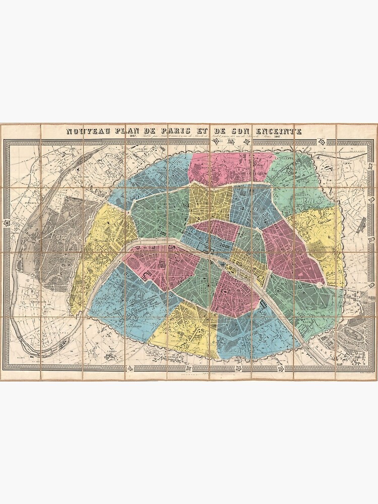 Impression artistique « Carte Vintage de Paris France (1863) », par ...