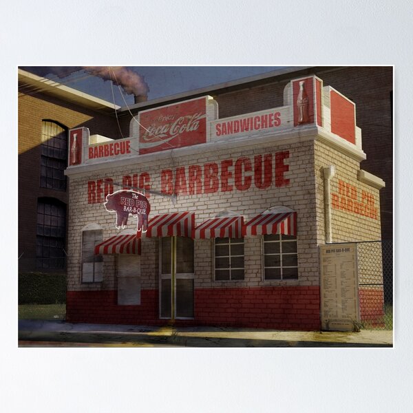 "Red Pig BBQ" Poster for Sale by Joshua King | Redbubble
