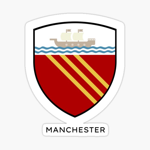 "Manchester - Coat Of Arms" Sticker for Sale by N44Prints | Redbubble