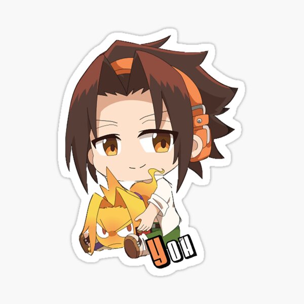 "Cute Asakura Yoh With Amidamaru " Sticker by RomanPiche | Redbubble