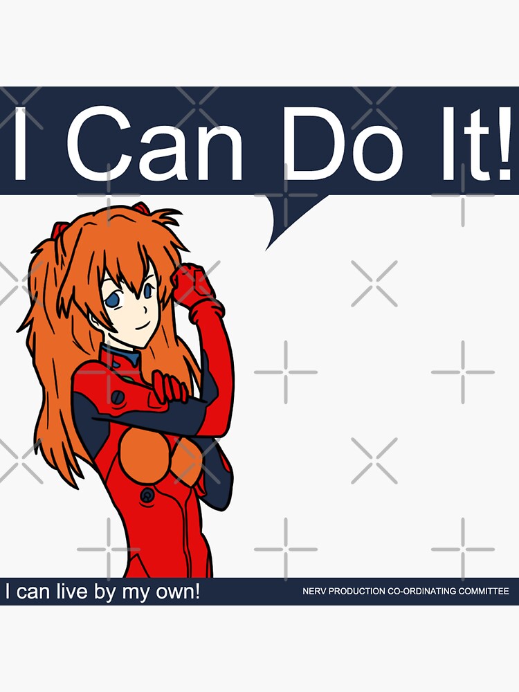 "Asuka can do it!" Sticker for Sale by skeletoons | Redbubble