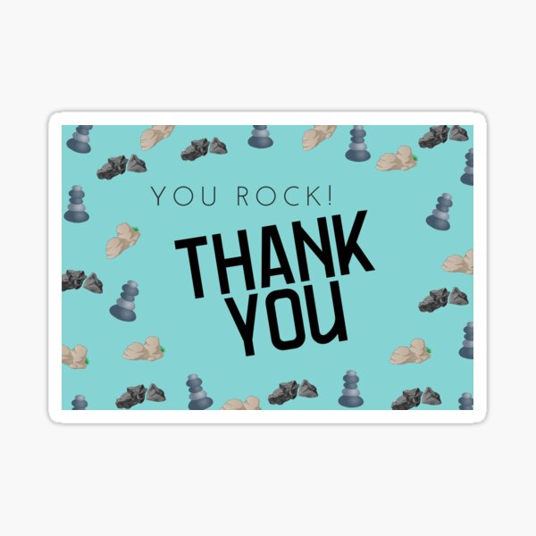 "You Rock! Thank You Greeting Card" Sticker for Sale by CornerHouse ...