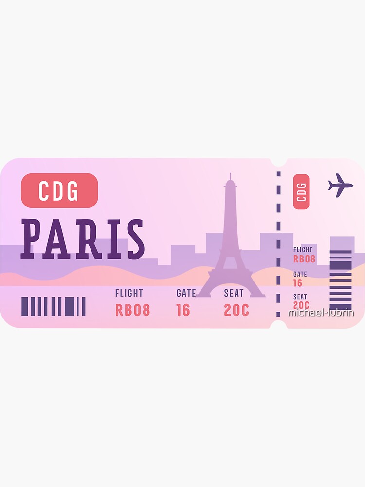 "Paris, France - Boarding Pass / Plane Ticket" Sticker by michael ...