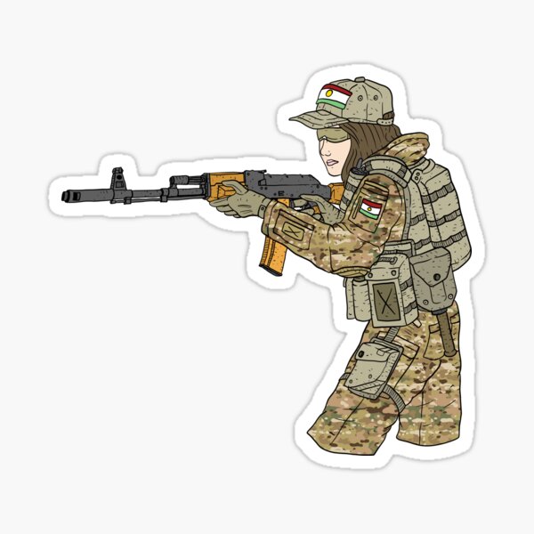 "kurdish soldier. female soldier. kurdistan." Sticker for Sale by ...