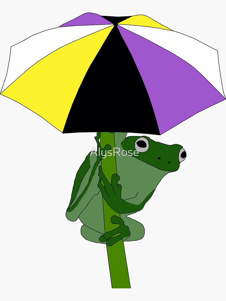 "Frog with Umbrella - Non-Binary Pride Flag" Sticker for Sale by ...