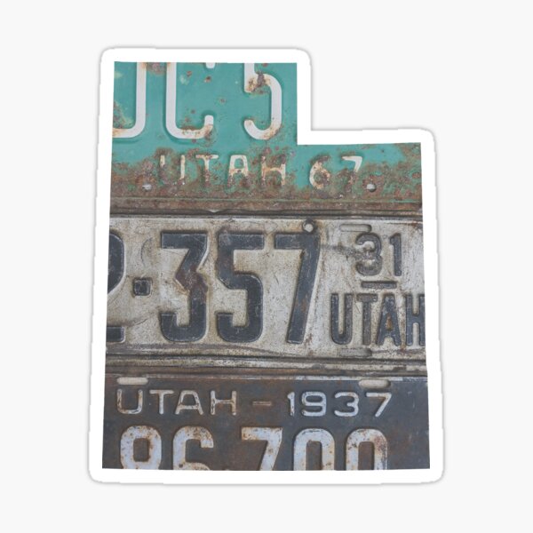 "Vintage Utah License Plates" Sticker for Sale by marenmisner | Redbubble