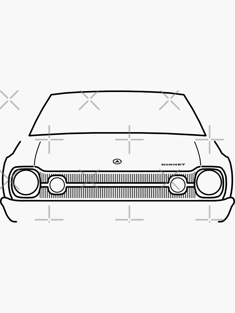 "AMC Hornet classic car black outline graphic" Sticker by soitwouldseem ...