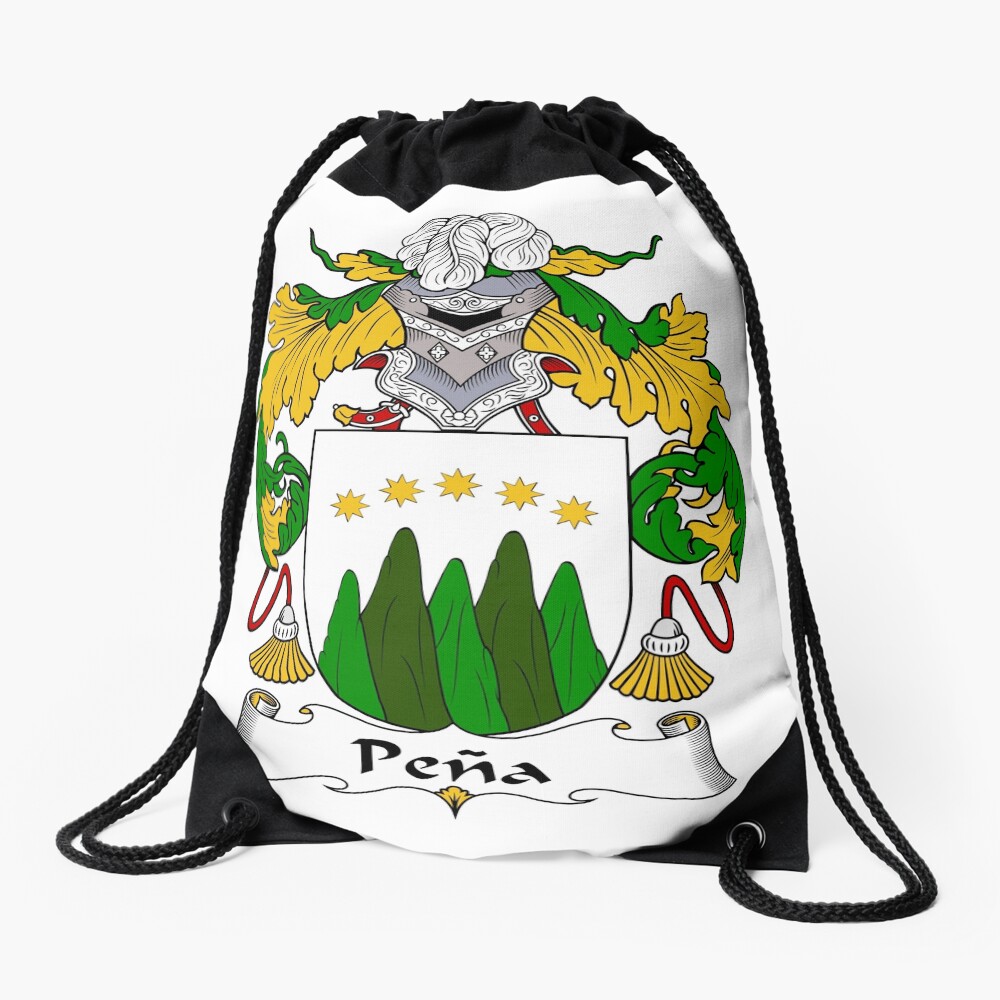 "Pena Coat of Arms/Family Crest" Drawstring Bag for Sale by ...
