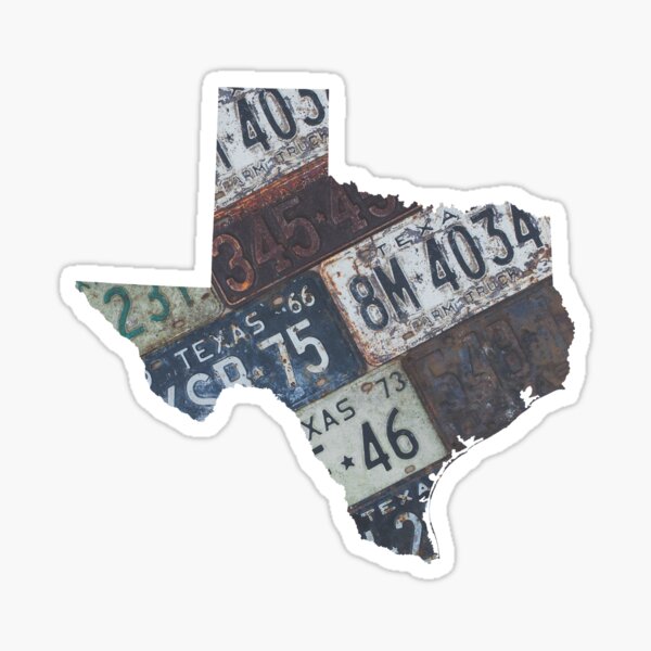 "Vintage Texas License Plates" Sticker for Sale by marenmisner | Redbubble