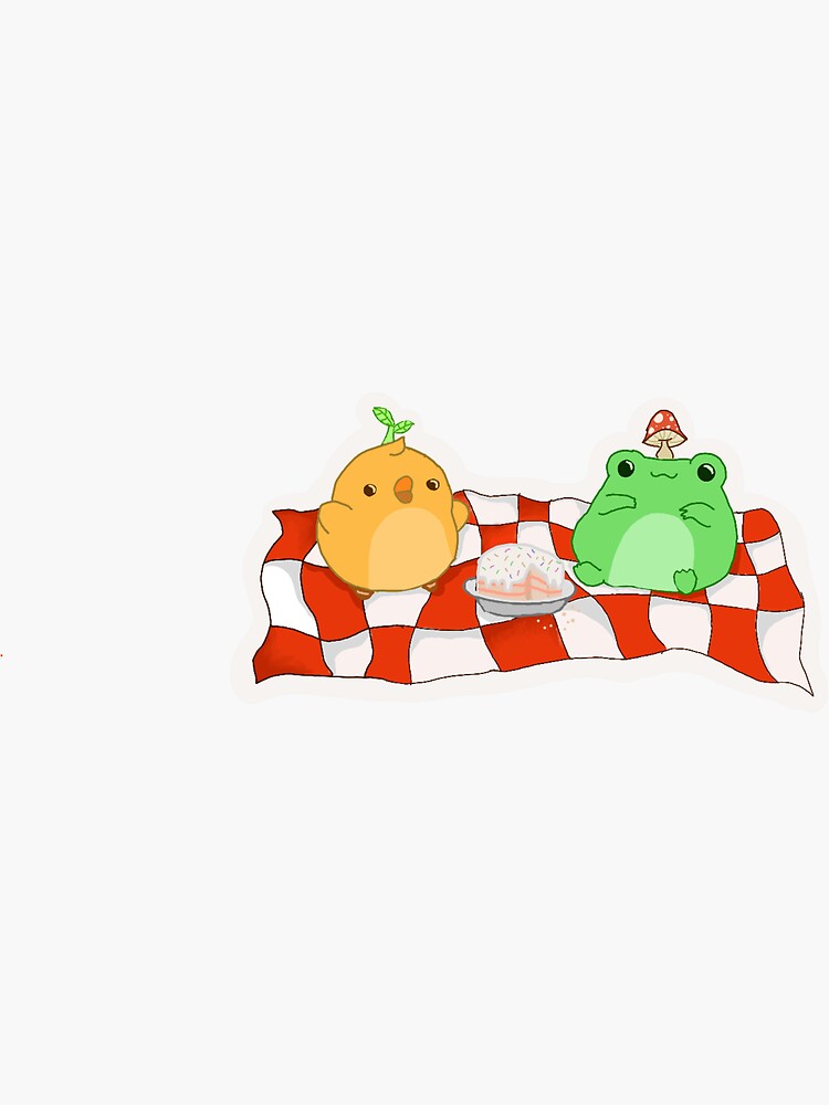 "Duck And Frog Having Picnic Sticker" Sticker by caf-drawss | Redbubble