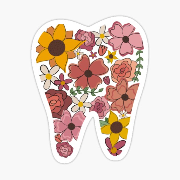"Floral Tooth" Sticker for Sale by artkita | Redbubble