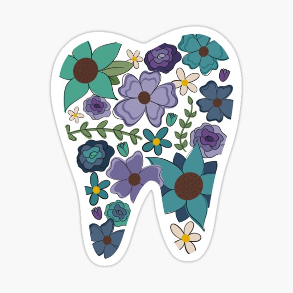 "Cool Floral Tooth" Sticker for Sale by artkita | Redbubble