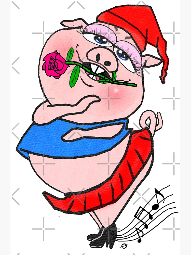 "Charming pig - dancing " Sticker for Sale by shirleycutecard | Redbubble