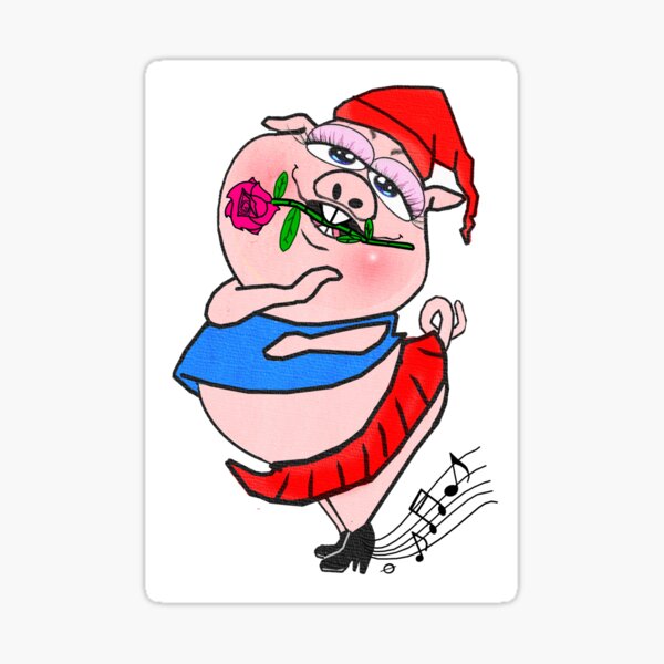 "Charming pig - dancing " Sticker for Sale by shirleycutecard | Redbubble