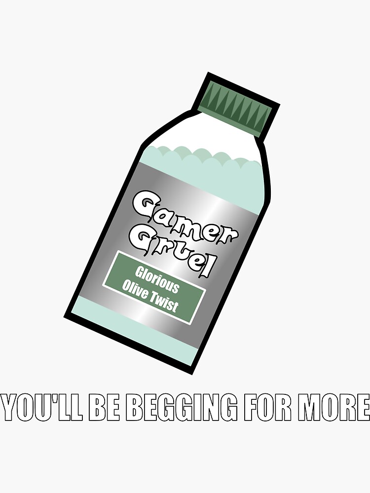 "Gamer Gruel: Glorious Olive Twist" Sticker by Mosaic-Mozzy | Redbubble