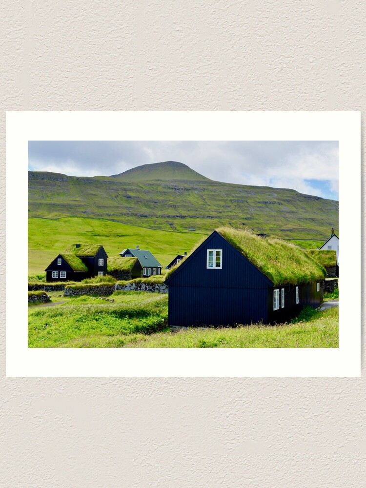 "Cluster of Turf Roof Houses in the Faroe islands" Art Print for Sale ...