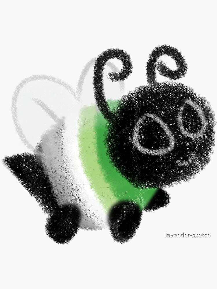 "aromantic bee :)" Sticker for Sale by lavender-sketch | Redbubble