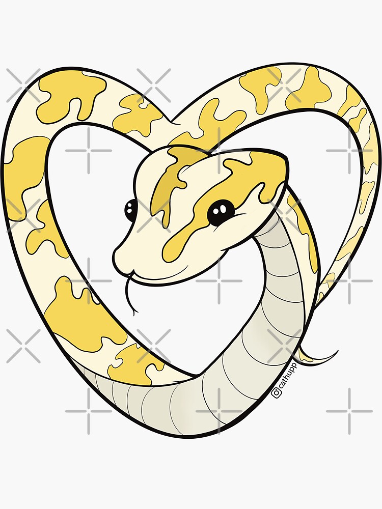 "Yellow Snake Heart" Sticker for Sale by Whatschupp | Redbubble