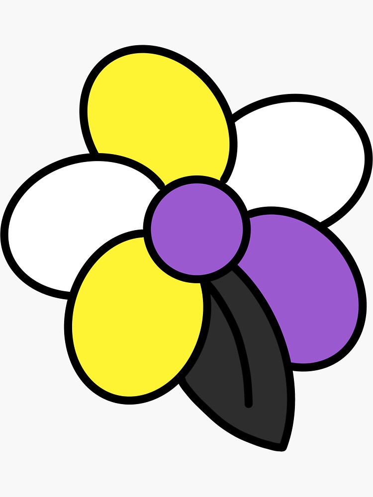 "non binary pride flag flower merch" Sticker for Sale by mossballpit ...