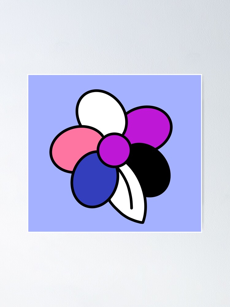 "gender fluid pride flag flower merch" Poster for Sale by mossballpit ...