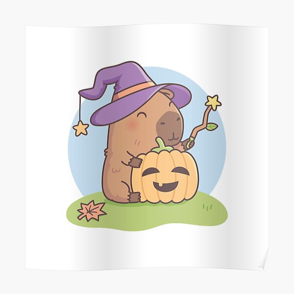 "Cute Capybara Wizard and Squash Halloween" Poster for Sale by ...