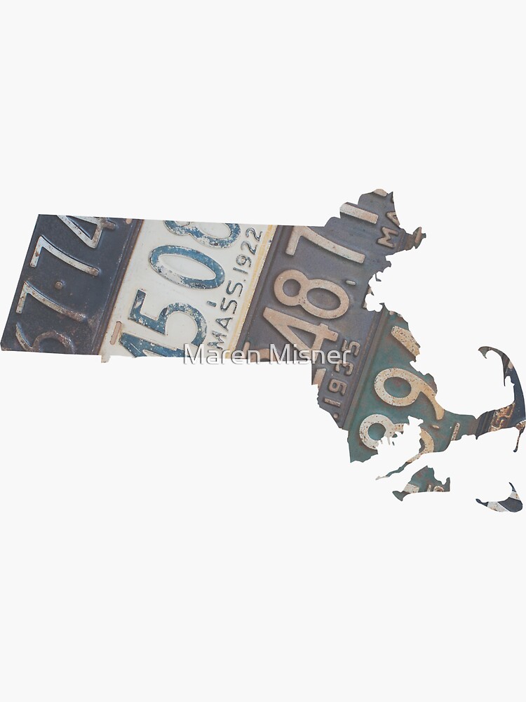 "Vintage Massachusetts License Plates" Sticker for Sale by marenmisner ...
