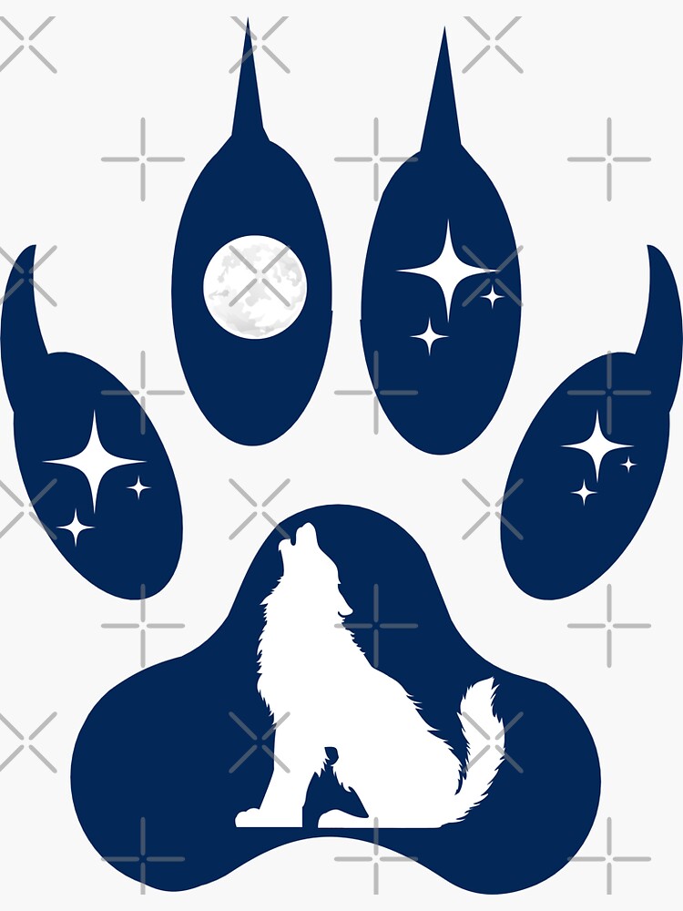 "Navy blue wolf paw with stars moon and wolf " Sticker for Sale by ...