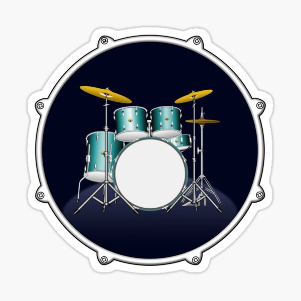 "Drum Set In Retro Blue." Sticker for Sale by GBArtDesign | Redbubble
