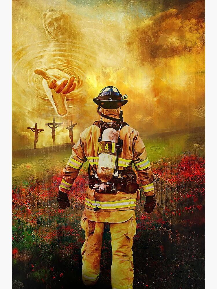 "God Welcome You To Heaven Firefighter Poster" Art Print for Sale by ...
