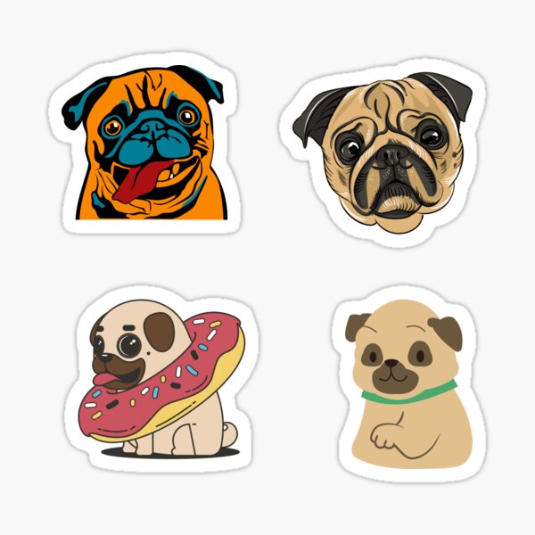 "Original Cute Pug Dog Sticker Pack " Sticker for Sale by SPixelotCo ...