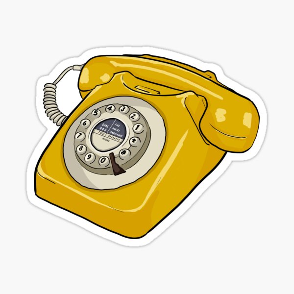 "Yellow Rotary Phone" Sticker by TinyTableArt | Redbubble