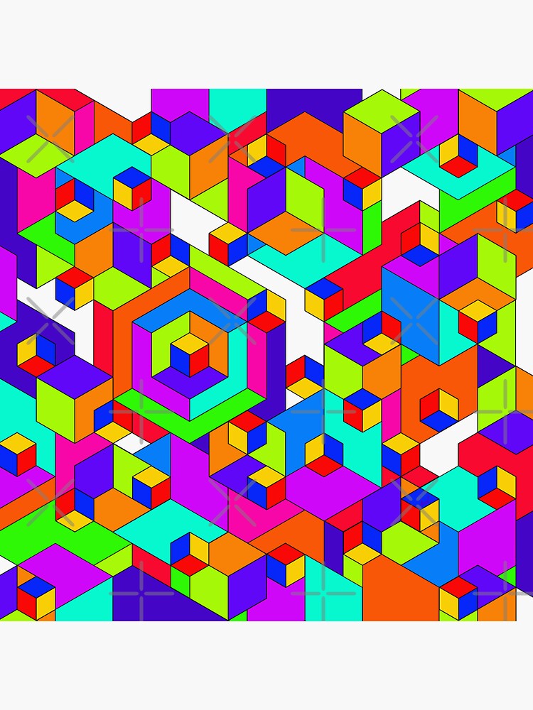 "Geometric Cubist Block Nightmare" Sticker for Sale by AmandaMLucas ...