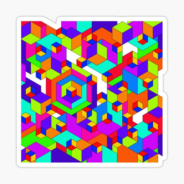 "Geometric Cubist Block Nightmare" Sticker for Sale by AmandaMLucas ...