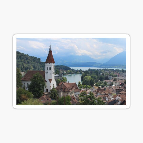 "Panoramic city view, Thun, Switzerland" Sticker by Imladris01 | Redbubble