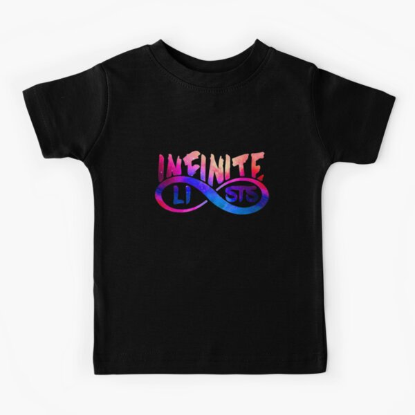 "Infinite lists Merch Infinite Merchinfinite lists Galaxy" Kids T-Shirt ...